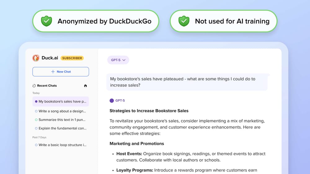 DuckDuckGo subscription adds advanced AI chat models