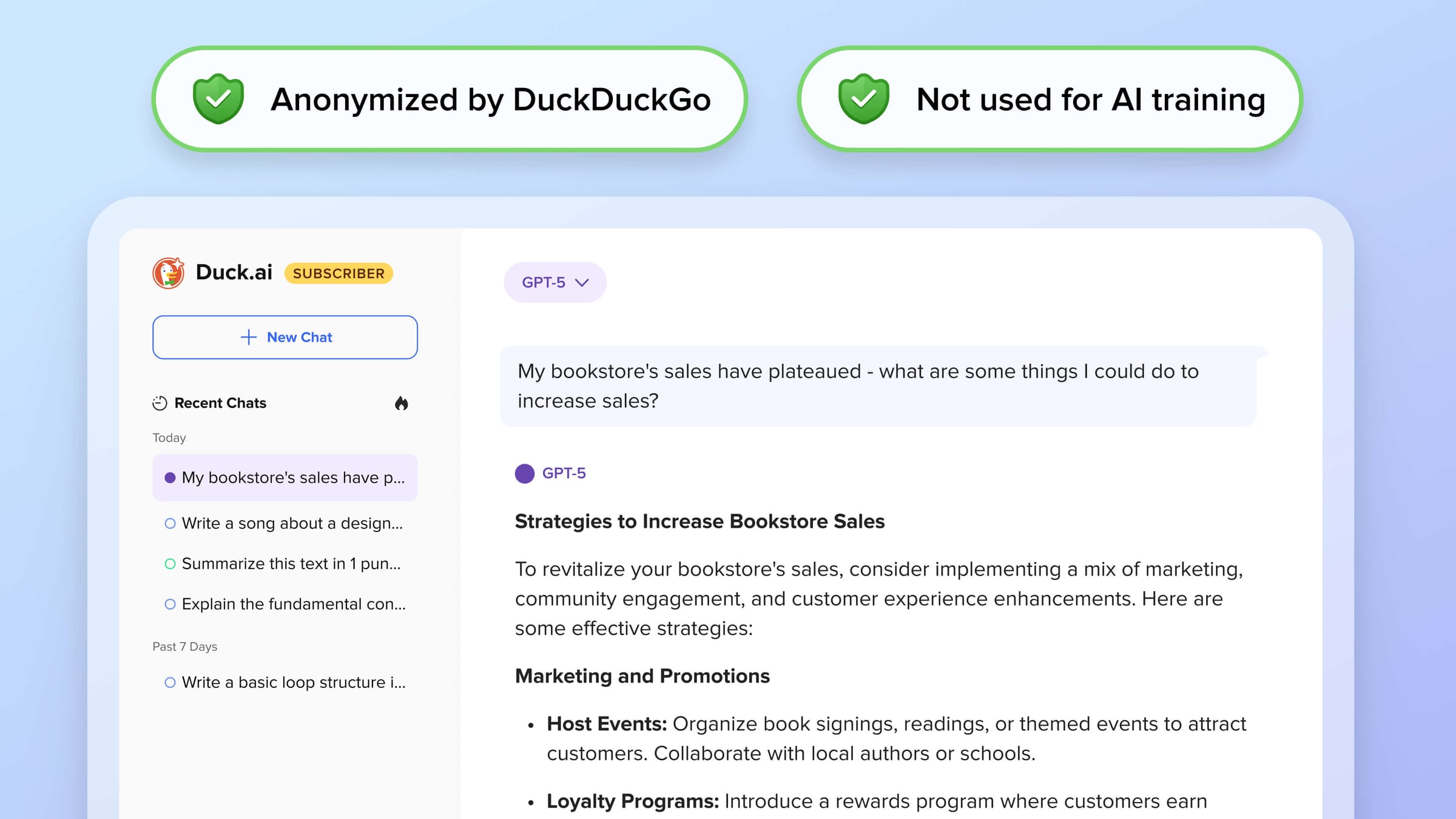 DuckDuckGo subscription adds advanced AI chat models